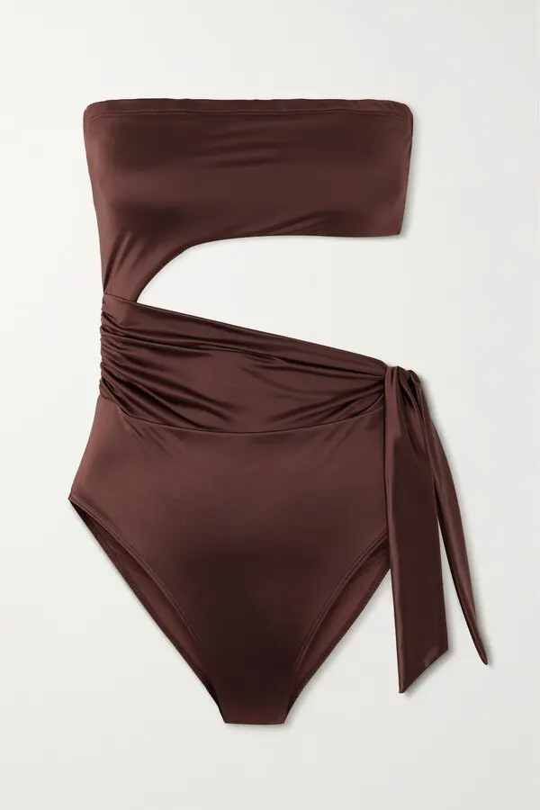 Good American Strapless One Piece Swimsuit - Brown