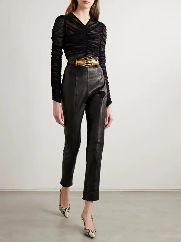 Khaite Haven Ruched Silk-blend Top - Black