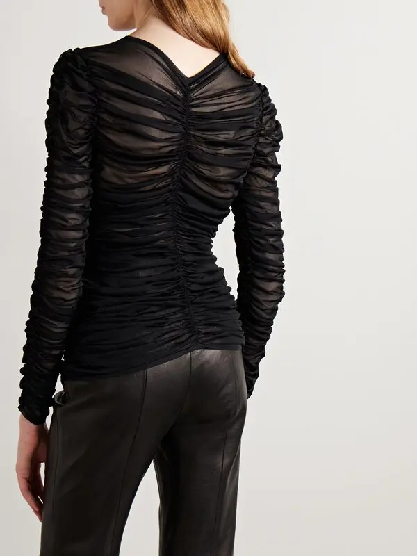 Khaite Haven Ruched Silk-blend Top - Black