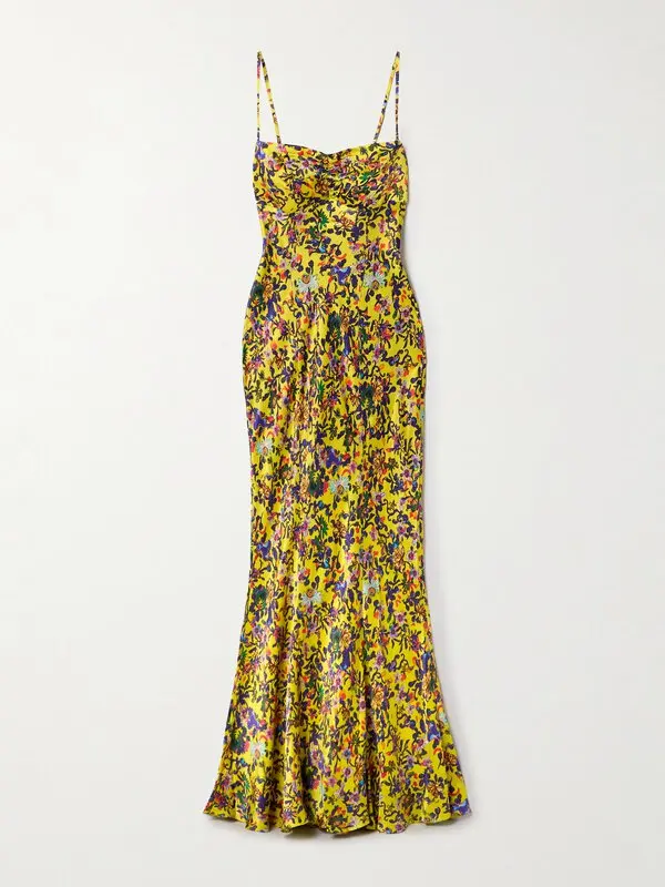 Saloni Renee Printed Silk-satin Gown
