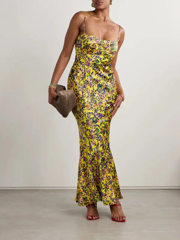 Saloni Renee Printed Silk-satin Gown