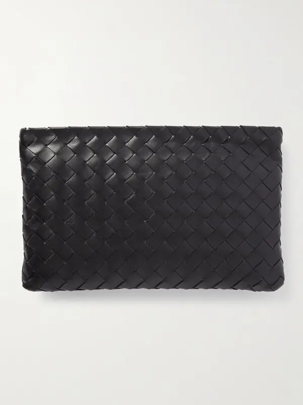 Bottega Veneta Intrecciato Leather Pouch - Black