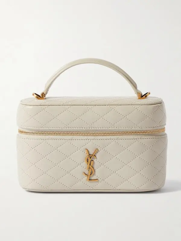 Saint Laurent Gaby Vanity Mini Quilted Leather Shoulder Bag - Neutrals