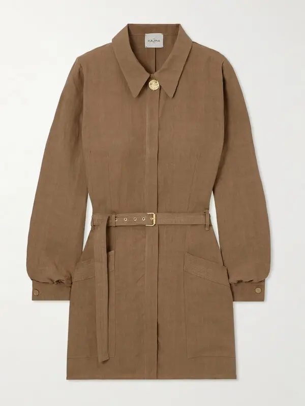 Le Kasha Awland Linen Mini Dress - Brown