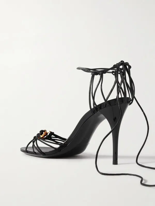 Saint Laurent Babylone Embellished Knotted Leather Sandals