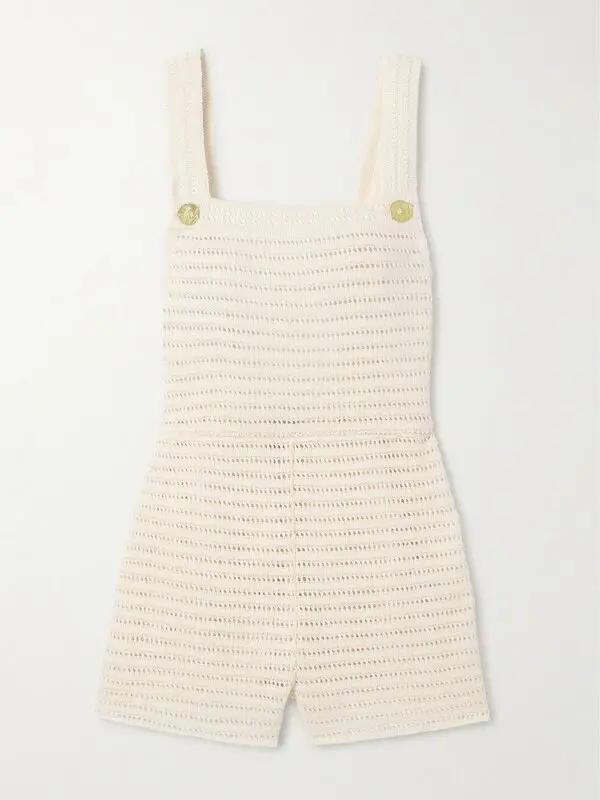 Le Kasha Dakhal Organic Linen Playsuit - White