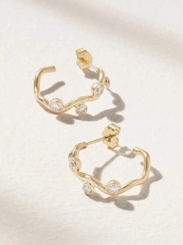 Alison Lou Ziggy 14-karat Diamond Hoop Earrings - Gold