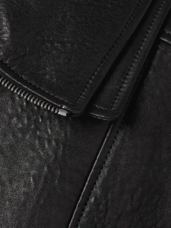 Saint Laurent Oversized Textured-leather Biker Jacket - Black