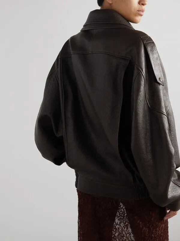 Saint Laurent Oversized Textured-leather Jacket - Brown