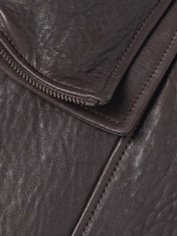 Saint Laurent Oversized Textured-leather Jacket - Brown
