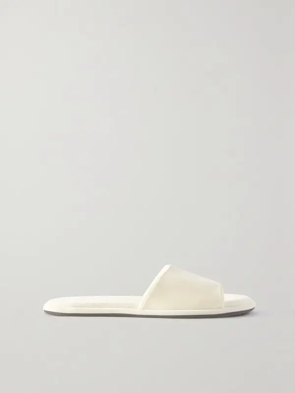 THE ROW Canal Slipper Velvet Slides - Neutrals