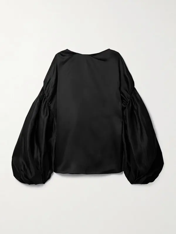 Khaite Quico Oversized Silk Blouse - Black