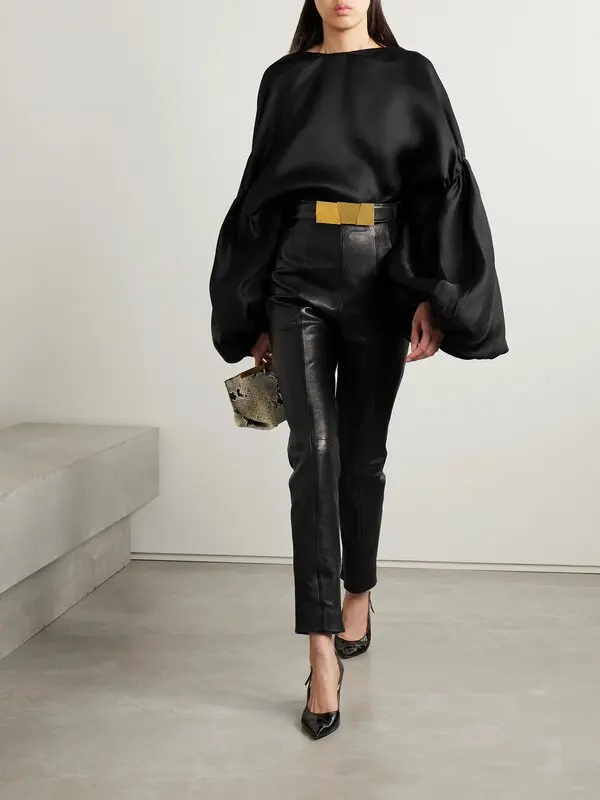 Khaite Quico Oversized Silk Blouse - Black