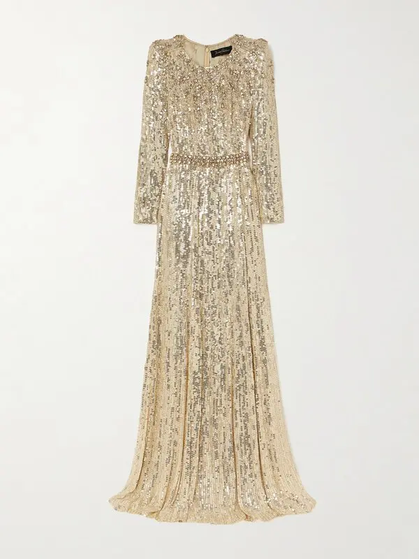 Jenny Packham Georgia Embellished Sequined Tulle Gown