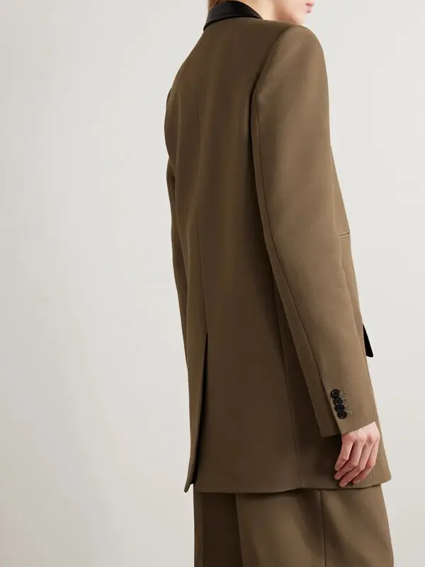 Khaite Jacobson Leather-trimmed Crepe Blazer