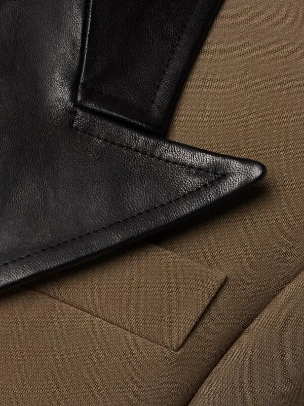 Khaite Jacobson Leather-trimmed Crepe Blazer
