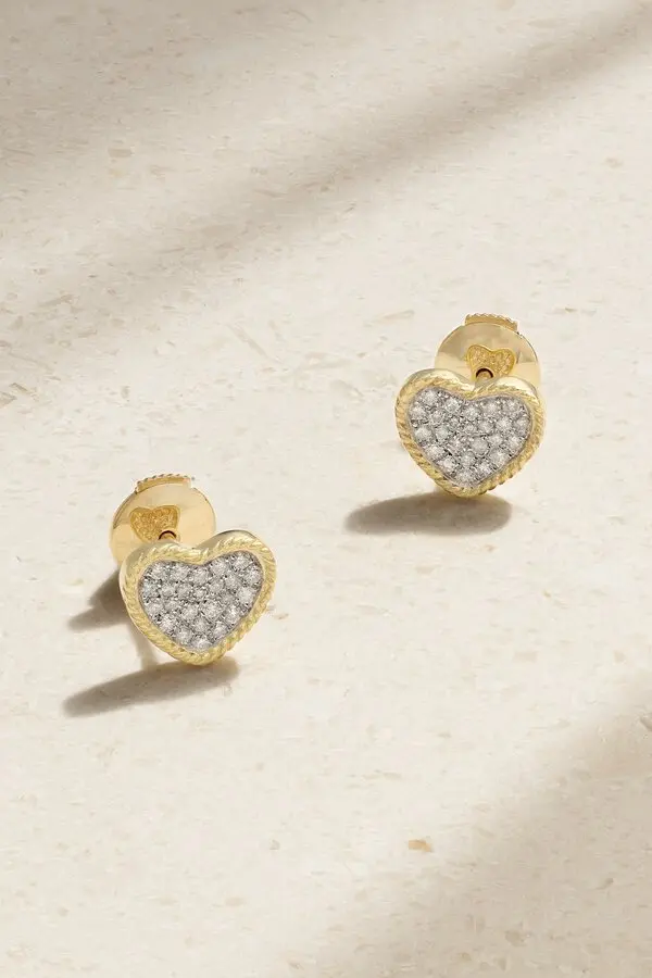 Yvonne Léon 9-karat Diamond Heart Earrings - Gold