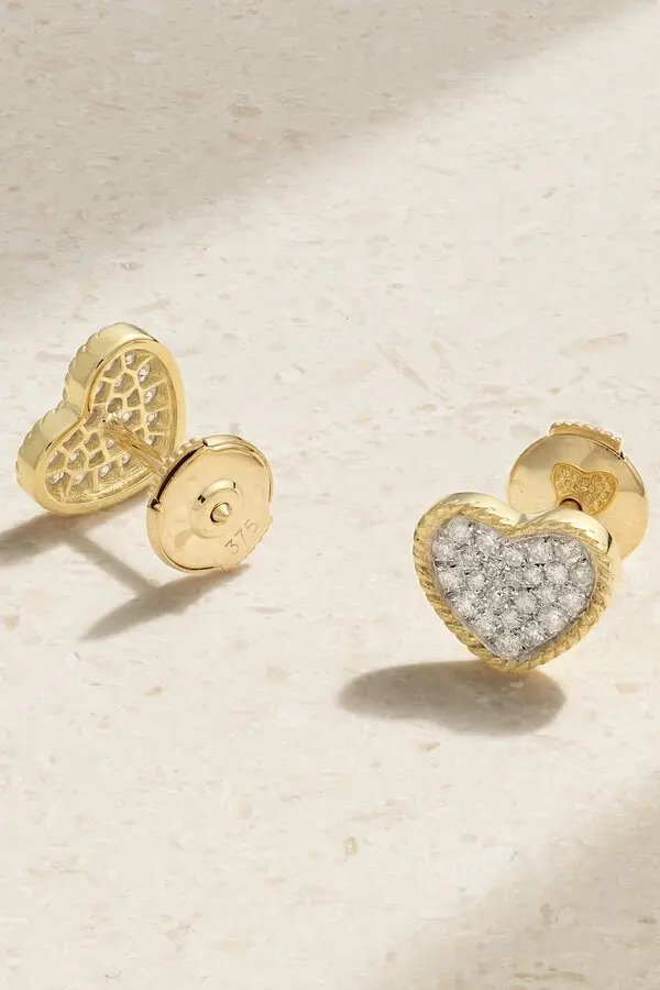 Yvonne Léon 9-karat Diamond Heart Earrings