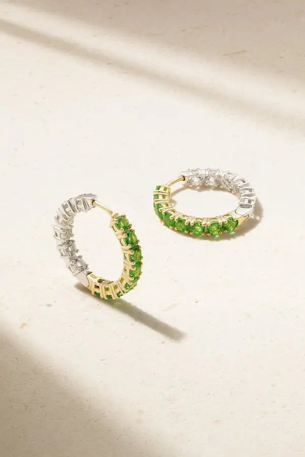 Yvonne Léon 9-karat Topaz And Glass Hoop Earrings - Gold