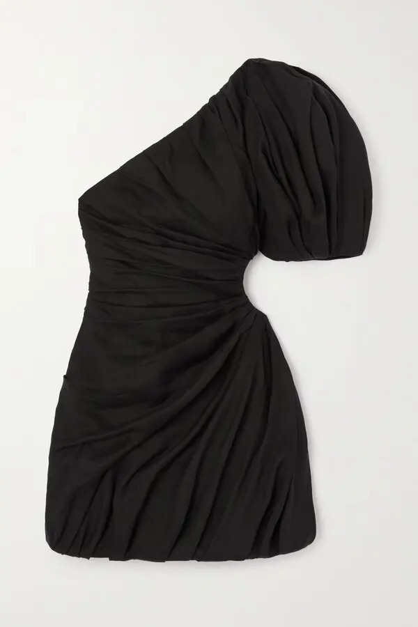 Chloé One-shoulder Cutout Ramie Mini Dress