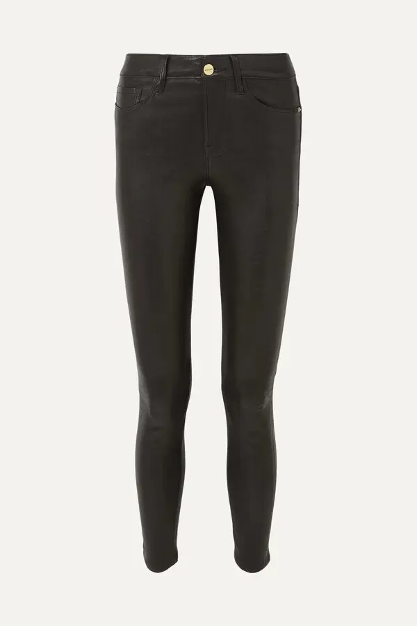 FRAME Le High Skinny Leather Pants - Black