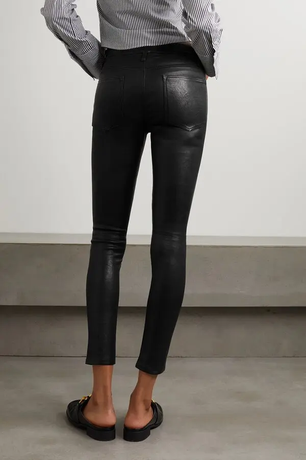 FRAME Le High Skinny Leather Pants - Black