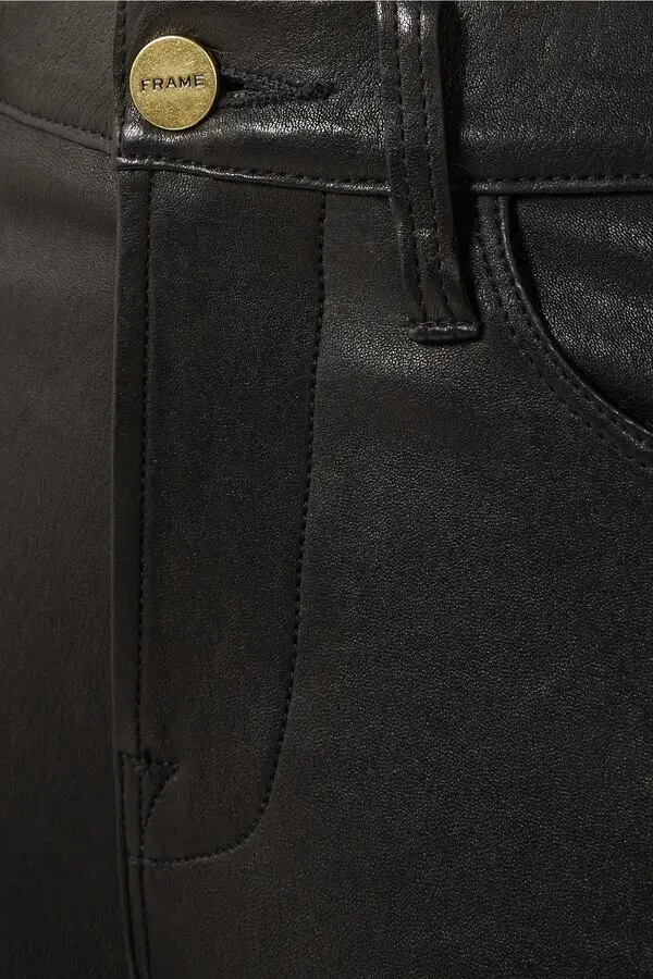 FRAME Le High Skinny Leather Pants - Black