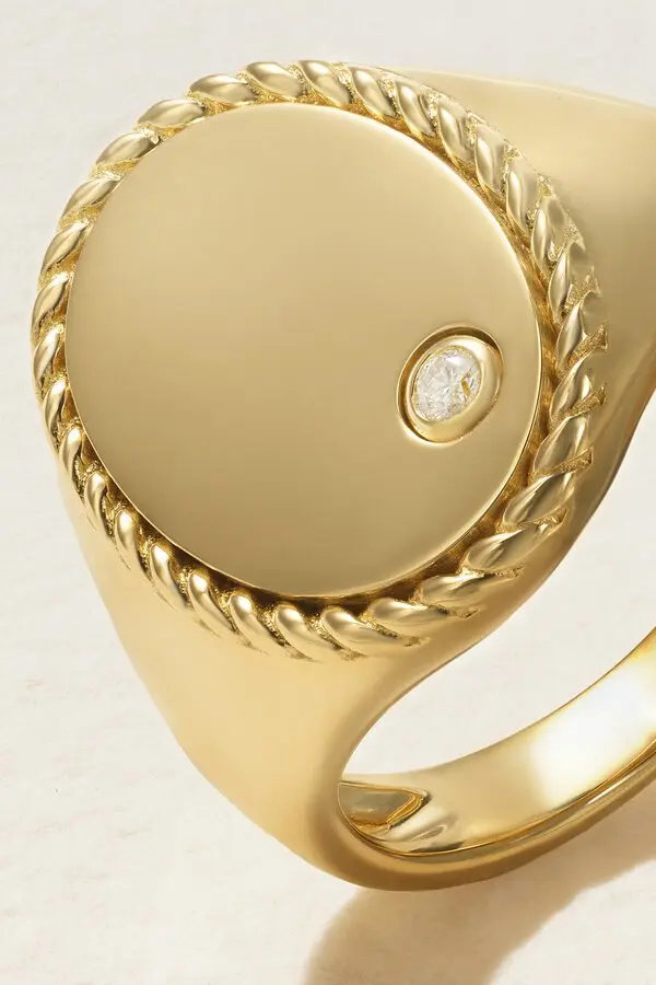 Yvonne Léon 9-karat Diamond Signet Ring
