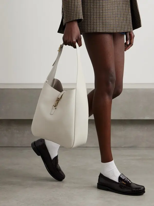 Saint Laurent Le 5 À 7 Supple Large Leather Shoulder Bag - White