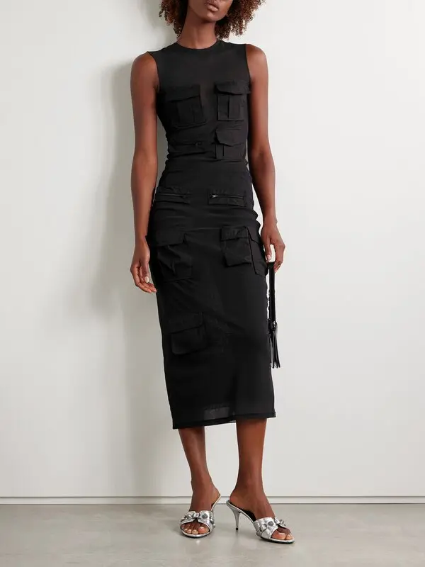 Acne Studios Cotton-poplin Trimmed Mesh Midi Skirt
