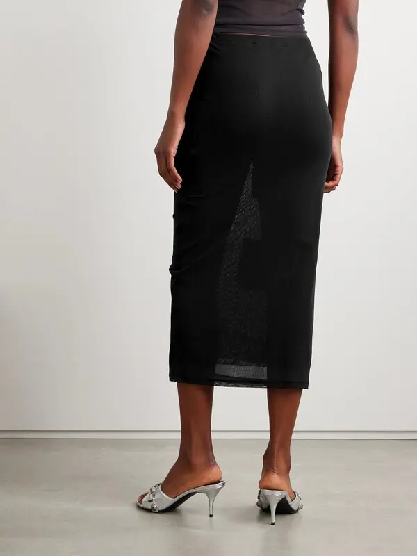 Acne Studios Cotton-poplin Trimmed Mesh Midi Skirt