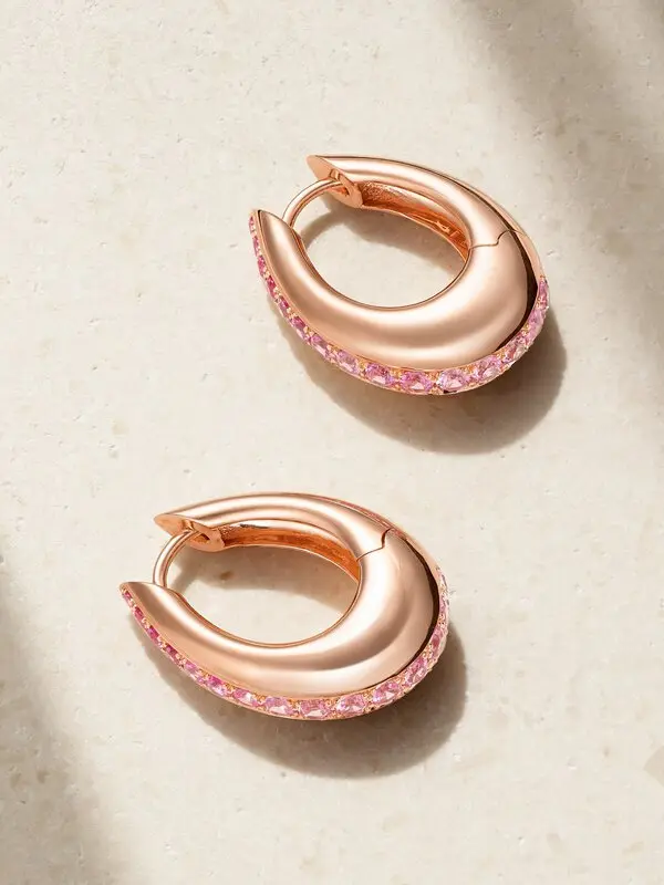 ANANYA Chakra Icon Rose Sapphire Hoop Earrings - Gold
