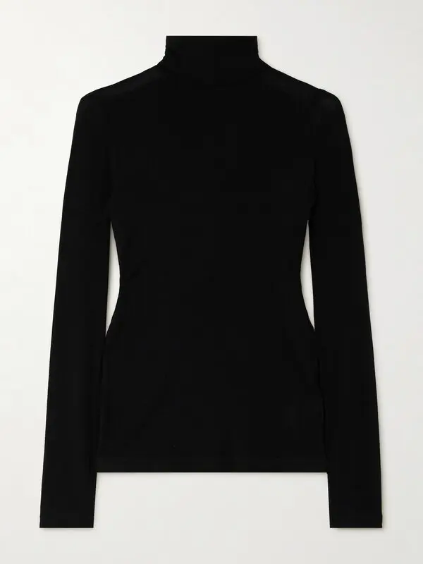AGOLDE Pascale Stretch-lyocell Turtleneck Top - Black