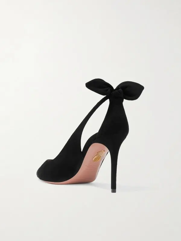 AQUAZZURA Bow Tie 85 Suede Pumps - Black