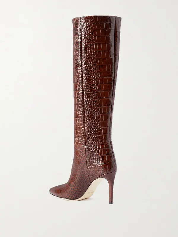 Paris Texas Stiletto 85 Croc-effect Leather Knee Boots