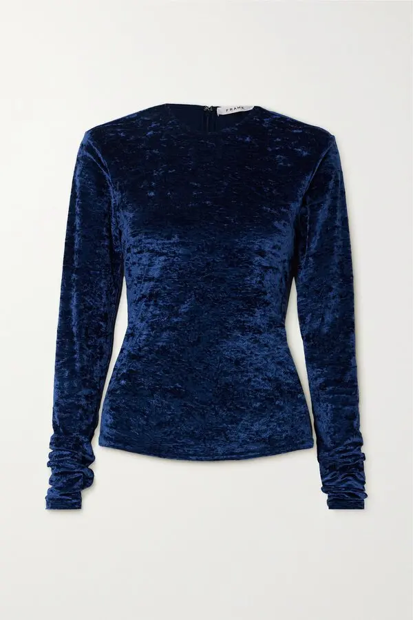 FRAME Crushed Velvet Long-sleeve Top