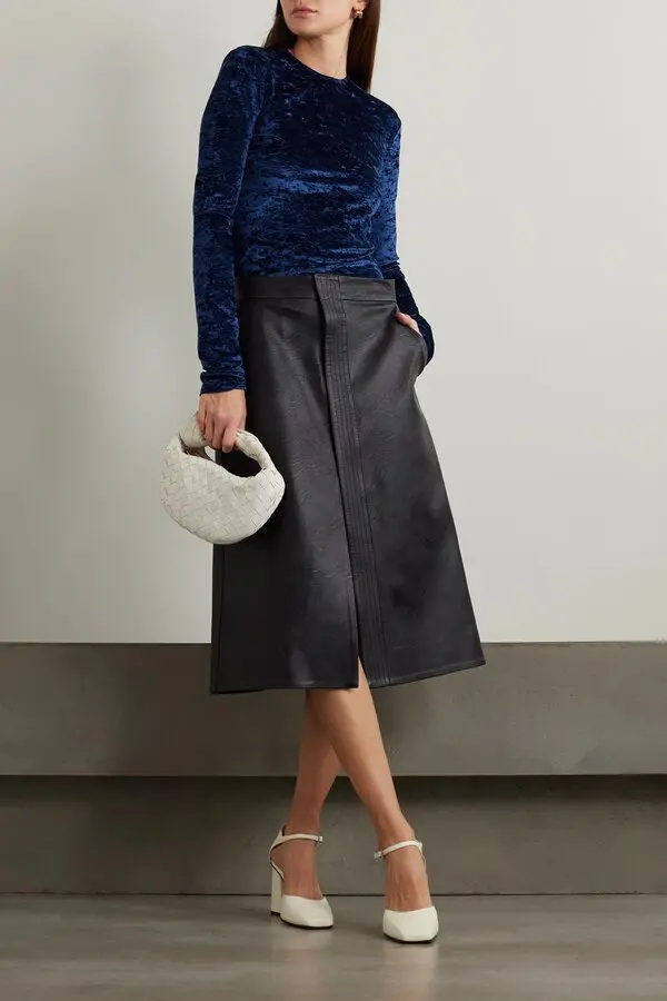 FRAME Crushed Velvet Long-sleeve Top