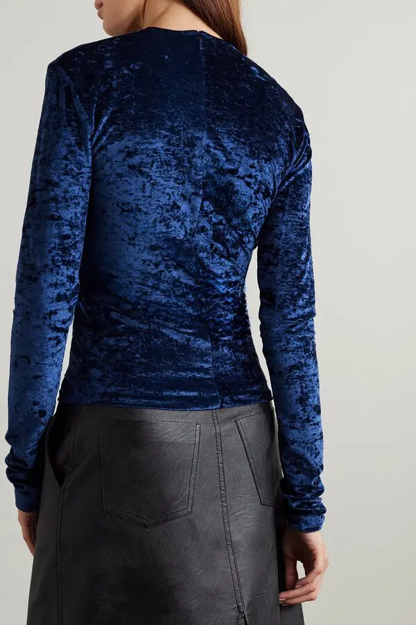 FRAME Crushed Velvet Long-sleeve Top