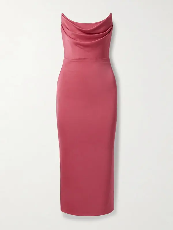 Alex Perry Strapless Satin-crepe Midi Dress