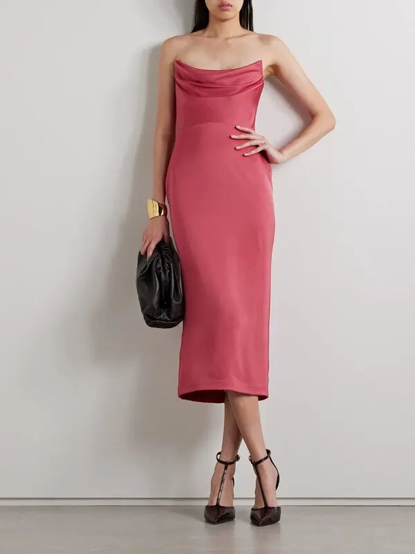Alex Perry Strapless Satin-crepe Midi Dress