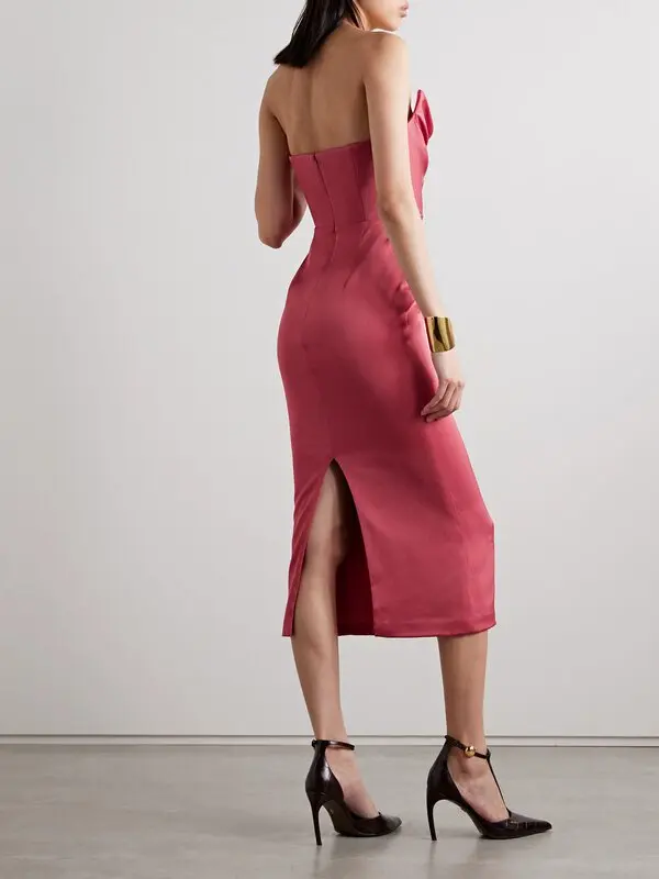 Alex Perry Strapless Satin-crepe Midi Dress
