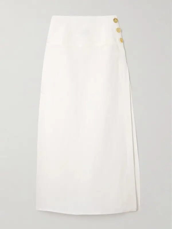 Le Kasha Haifal Linen Midi Skirt - White