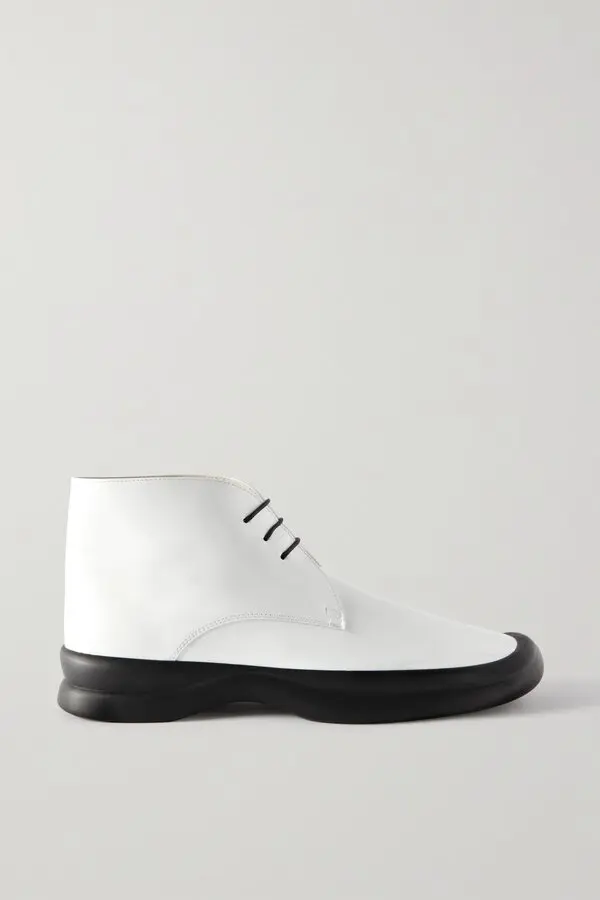 THE ROW Town Patent-leather Lace-up Ankle Boots