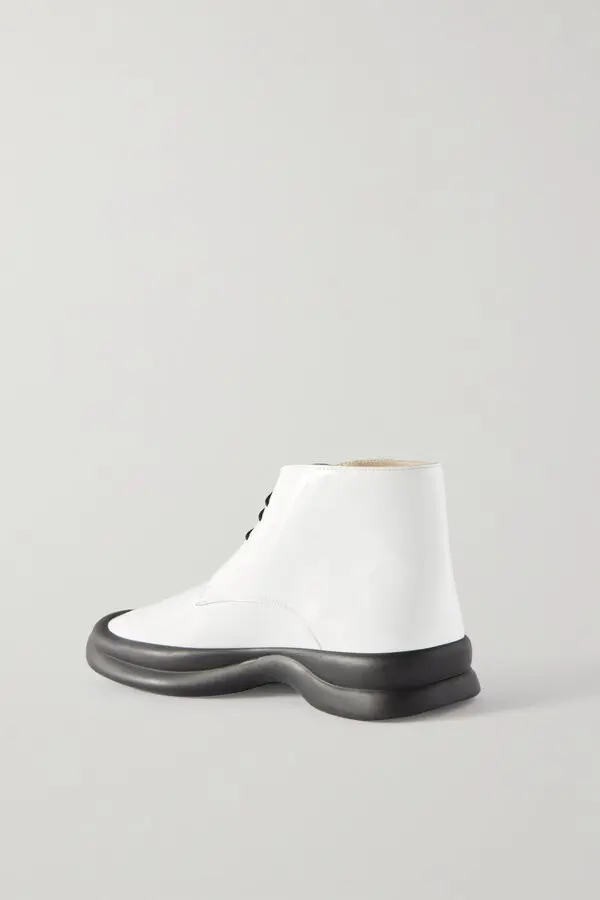 THE ROW Town Patent-leather Lace-up Ankle Boots