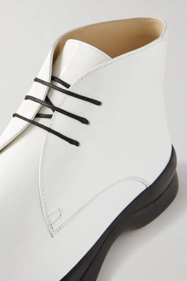 THE ROW Town Patent-leather Lace-up Ankle Boots