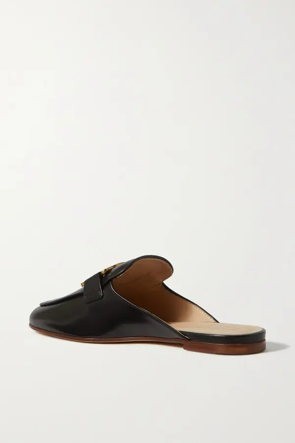TOD'S Embellished Leather Slippers