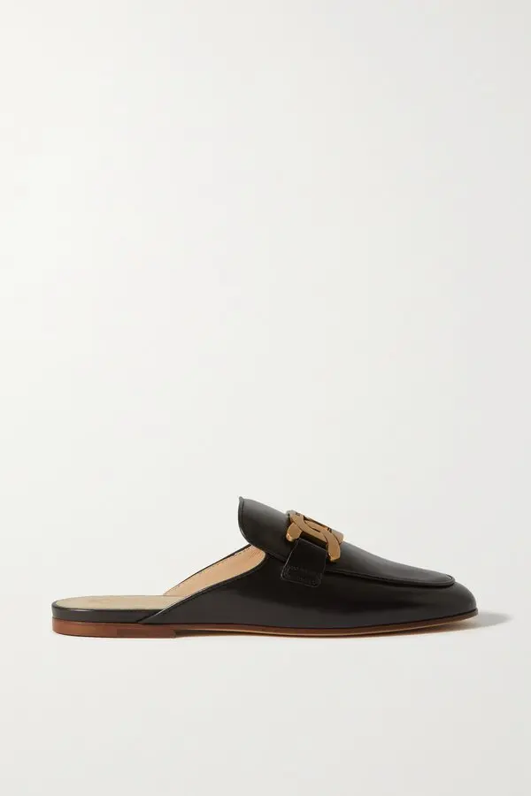 TOD'S Embellished Leather Slippers