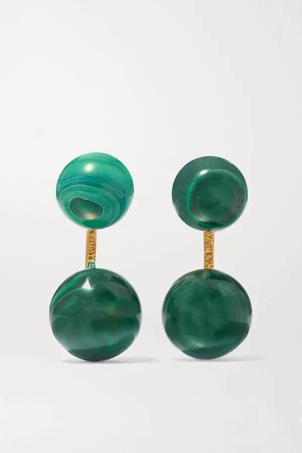Mateo 14-karat Malachite Stud Earrings - Gold