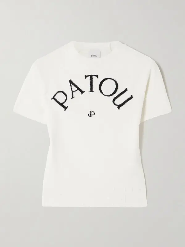 PATOU Jacquard-knit Cotton-blend Slim Fit Sweater - White