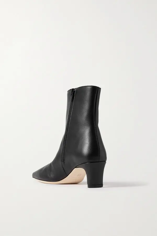 Staud Wally Leather Ankle Boots - Black
